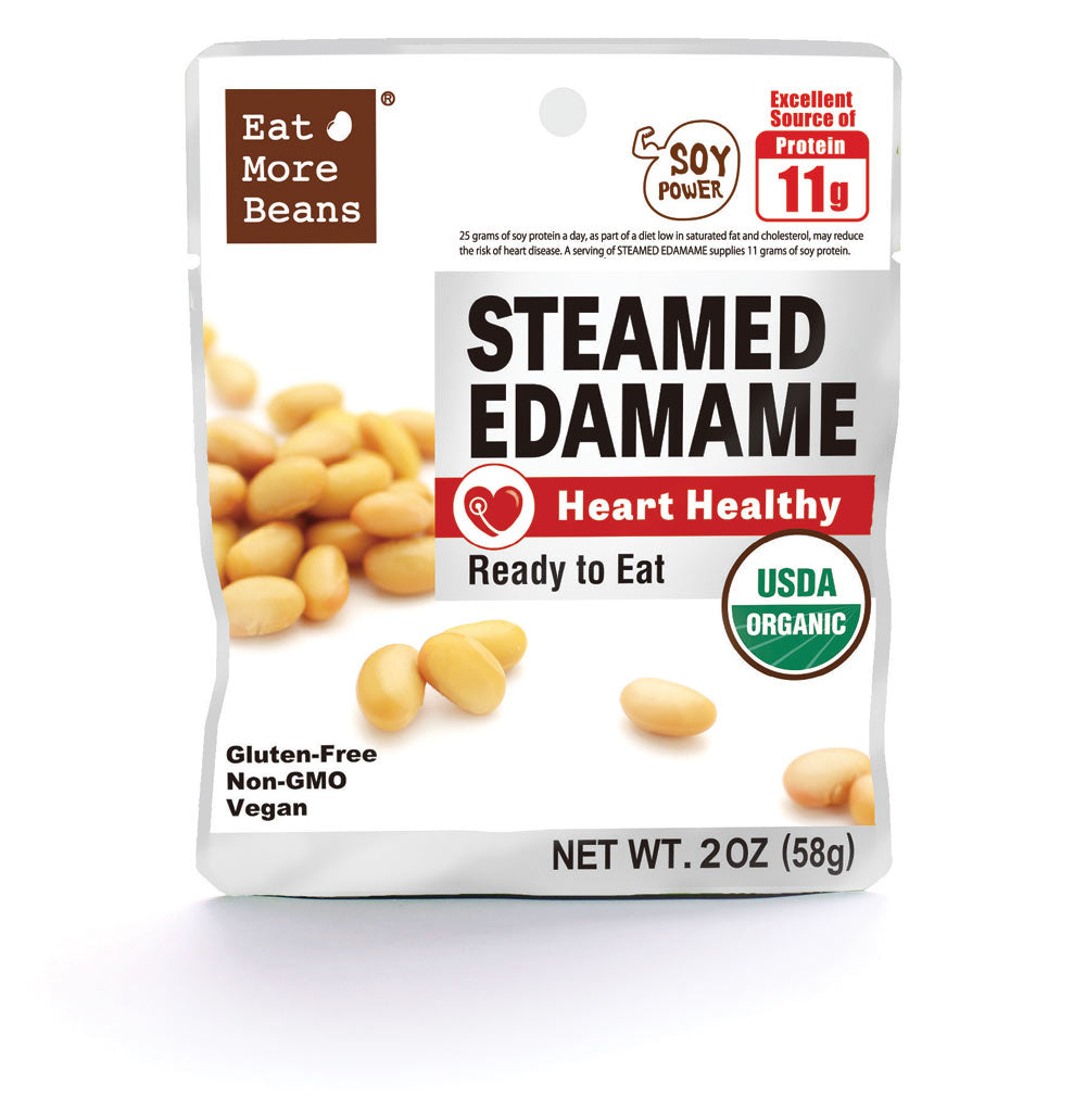 STEAMED EDAMAME, Heart Healthy (2oz x 10pack x 12 boxes) – Eat More Beans